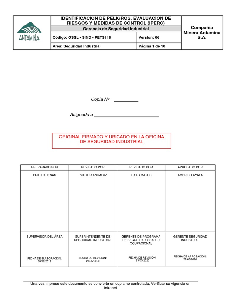 GSSL - SIND - PETS118 Identificacion de Peligros y Evaluacion de Riesgos de Salud y Seguridad ...