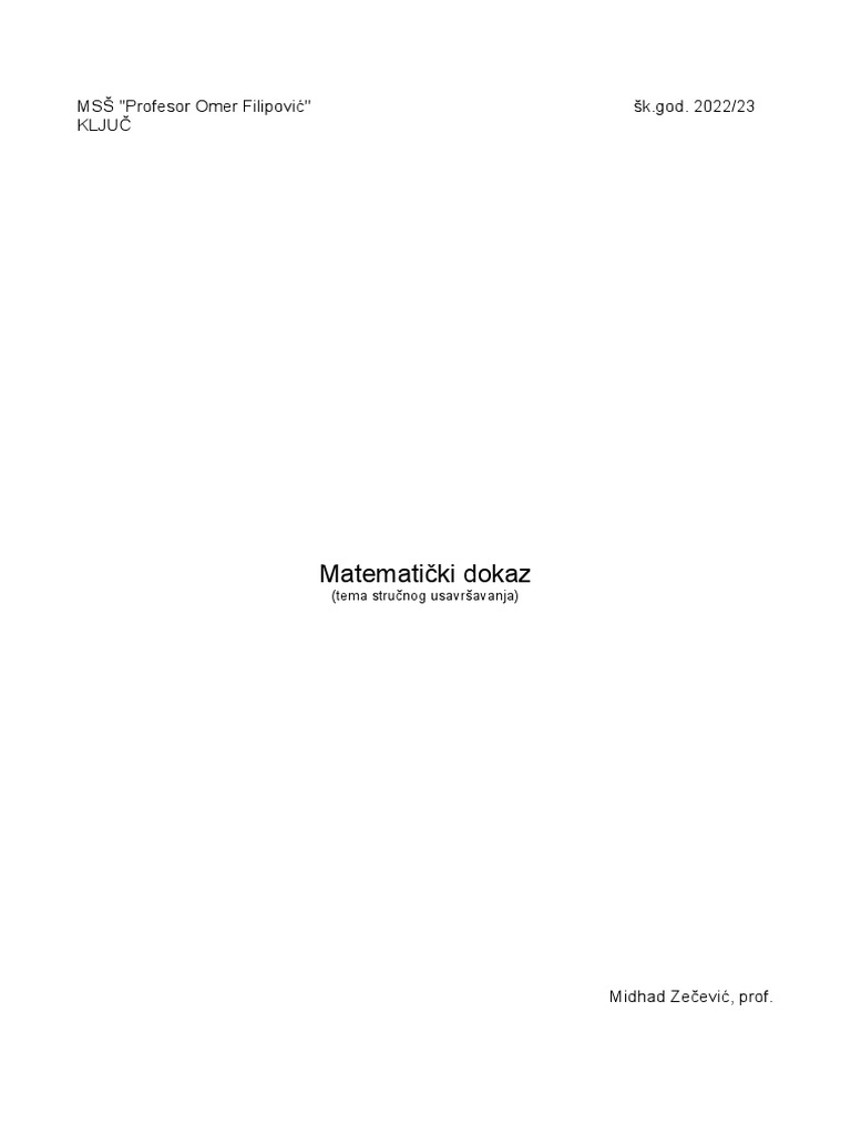 Matematicki Dokaz | PDF
