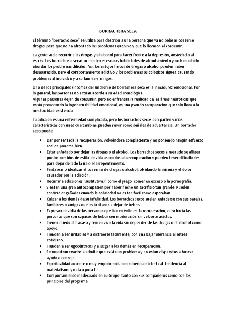 Borrachera Seca | PDF | Alcoholismo | Intoxicación alcohólica