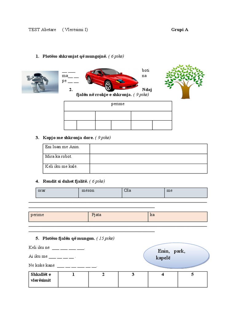 Abetare Test 1 | PDF