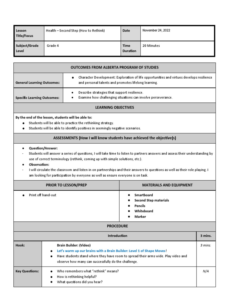 Health - 2nd Step How To Rethink | PDF | Learning | Psychological Resilience