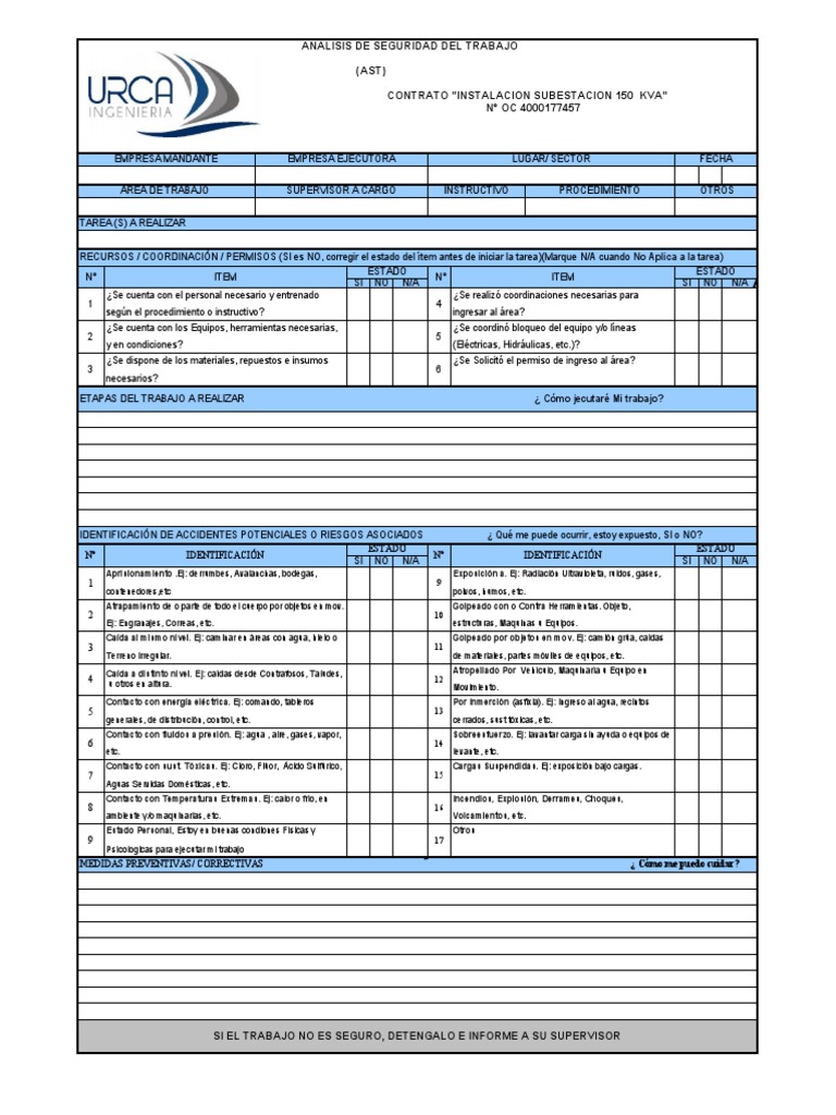 AST Analisis de Trabajo Seguro | PDF | Agua | Química