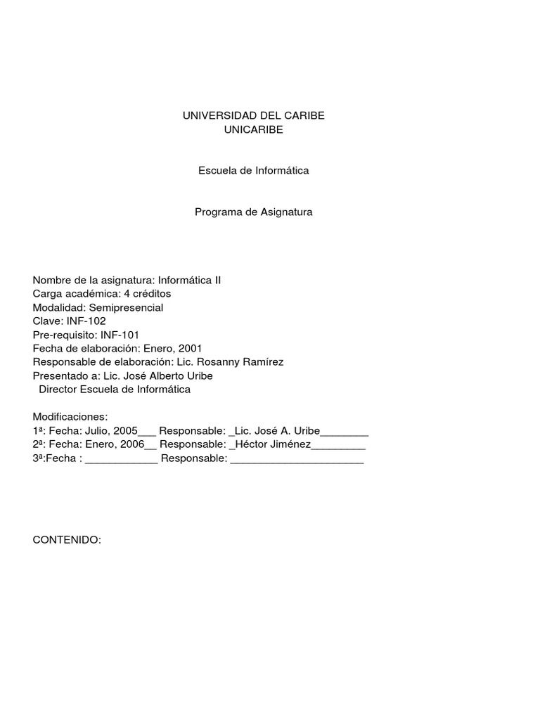 UNIVERSIDAD DEL CARIBE UNICARIBE. Escuela de Informática. Programa de ... UNIVERSIDAD DEL CARIBE UNICARIBE. Escuela de Informática. Programa de ...