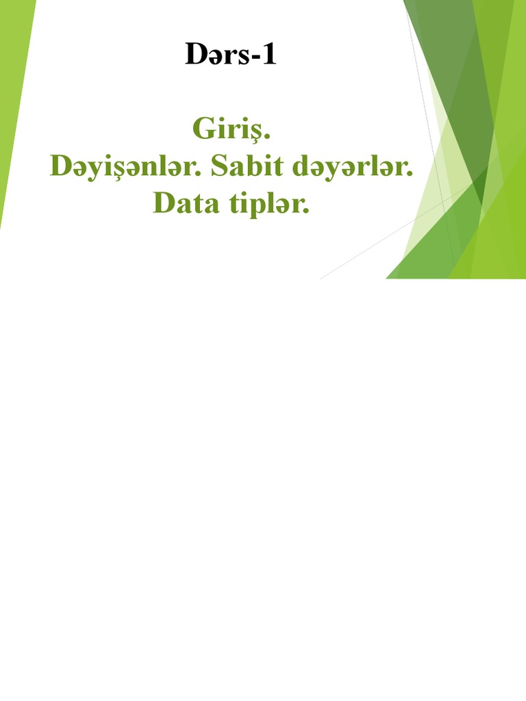 Ders 1 Giris Deyisenler Data Tipler PDF | PDF
