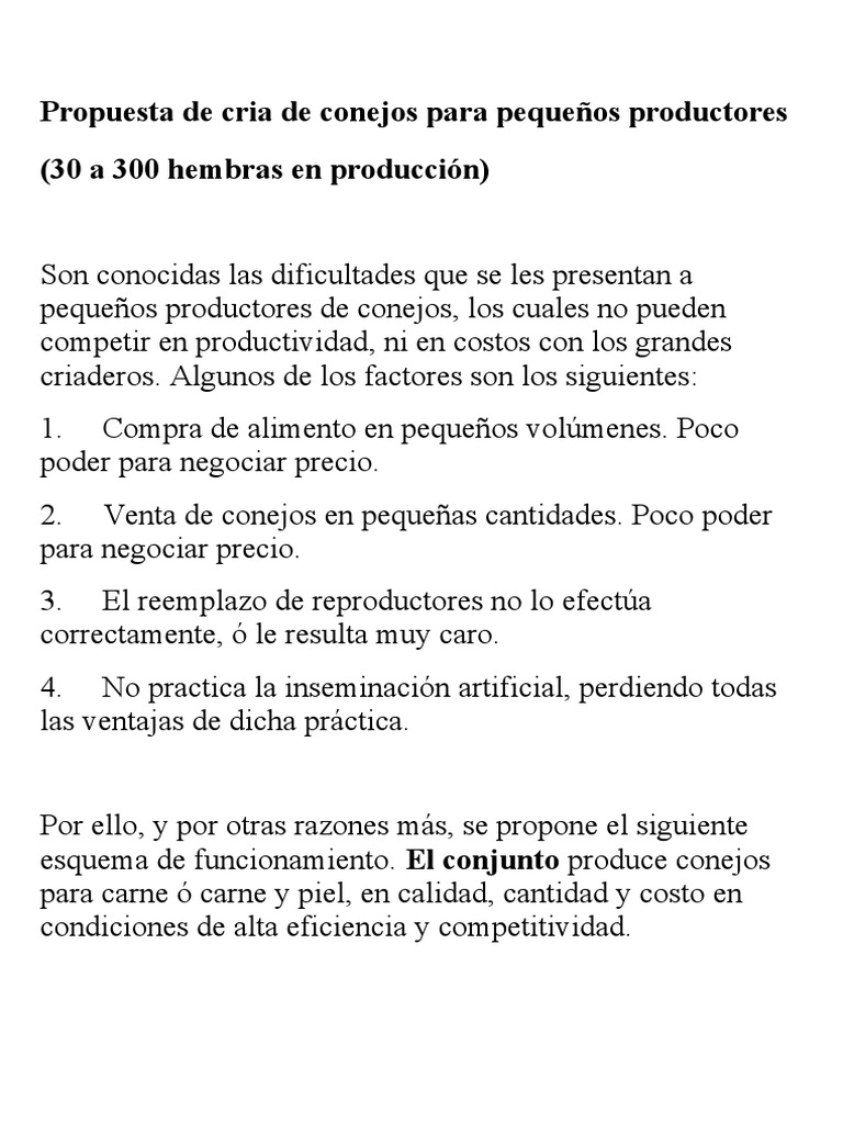 Propuesta de cría de conejos 35 alfa | PDF | Carne | Alimentos