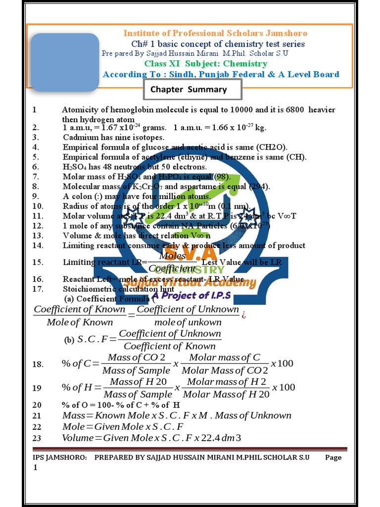 Mole and Stoichiometric Calculation | PDF | Mole (Unit) | Stoichiometry