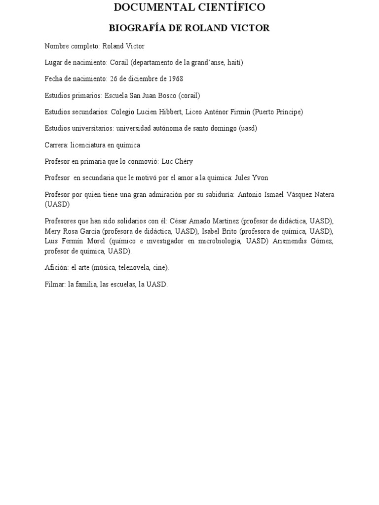 Biografia de Roland Victor | PDF