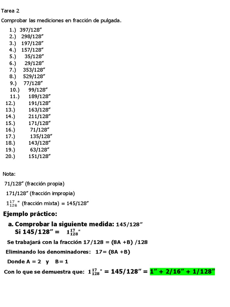 Tarea de Pulgadas | PDF