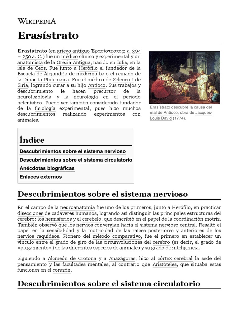 Erasístrato - Wikipedia, La Enciclopedia Libre | PDF | Filosofía