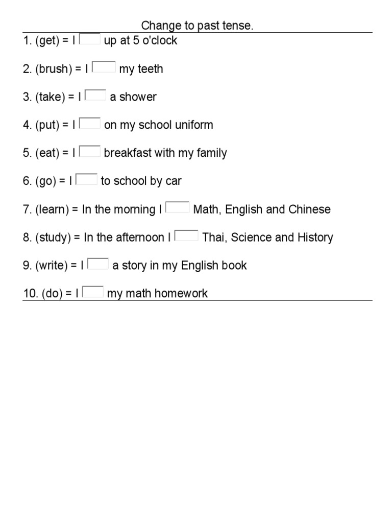 Change To Past Tense PDF