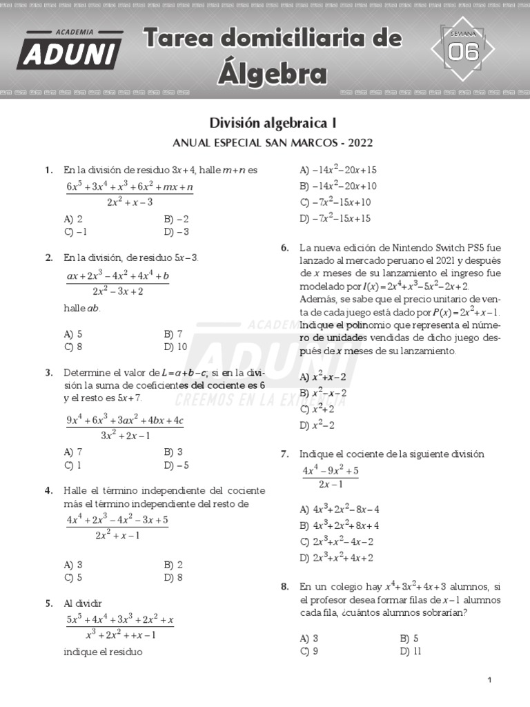 X - AESM - Domi - Sem 06 | PDF | Matemáticas | Álgebra abstracta