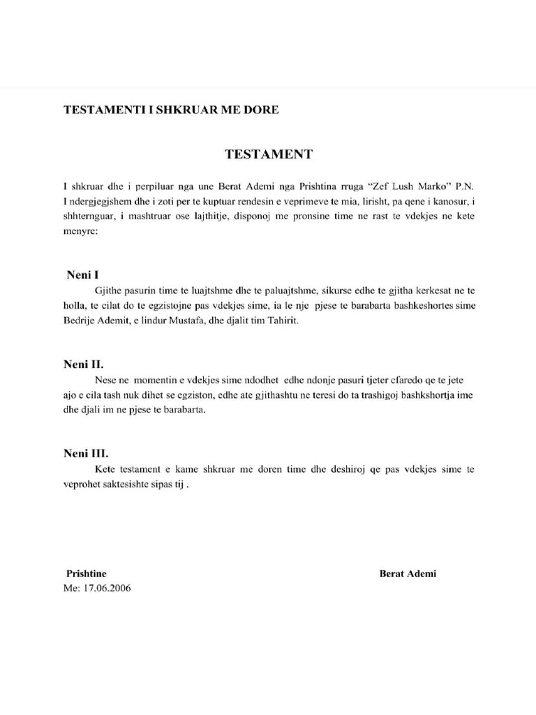 Llojet e Testamenteve | PDF