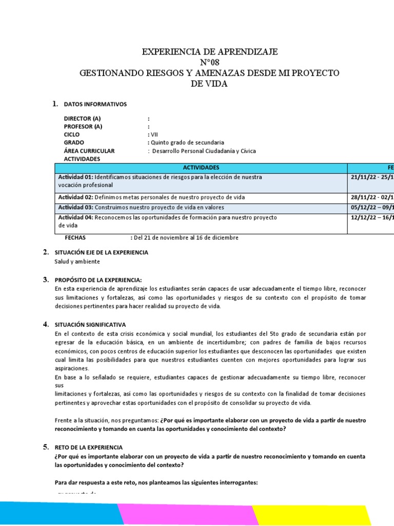 DPCC 5º Eda 8 2022 | PDF | Aprendizaje | Las emociones