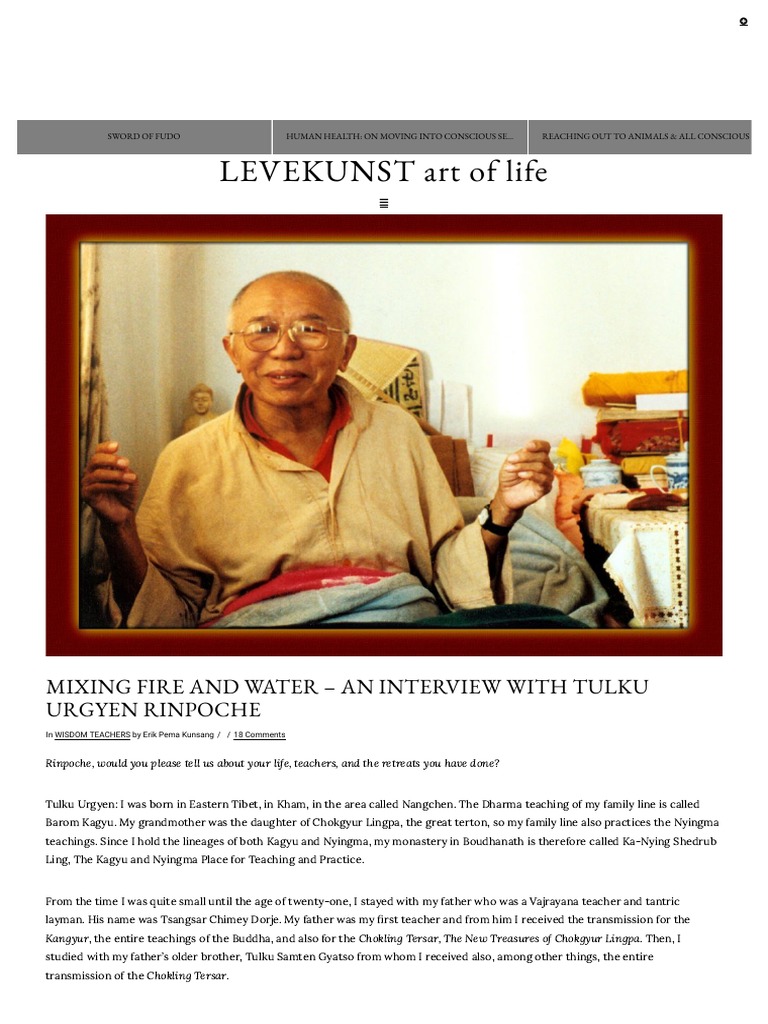 Mixing Fire and Water - An Interview With Tulku Urgyen Rinpoche ...