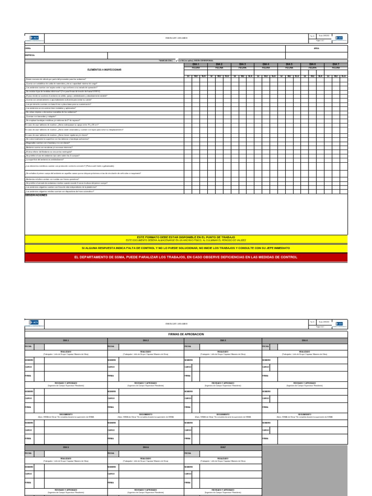 Check List Andamios ACV | PDF | Andamio
