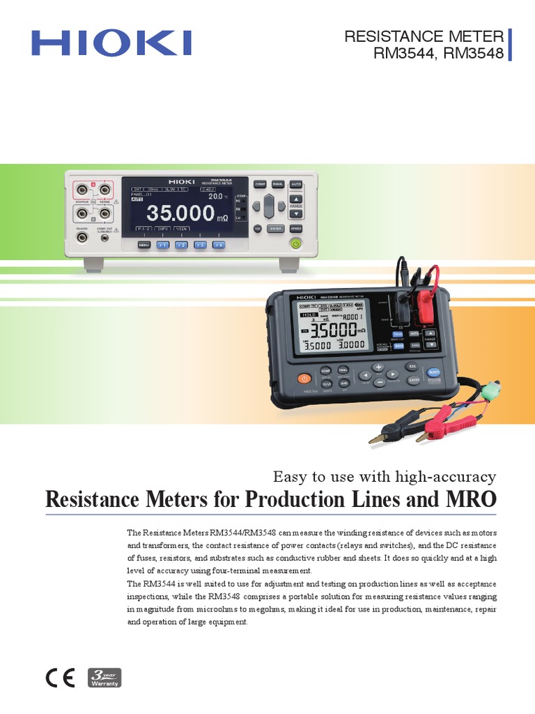 Resistance Meter - RM3544 - RM3548 | PDF | Power Supply | Resistor
