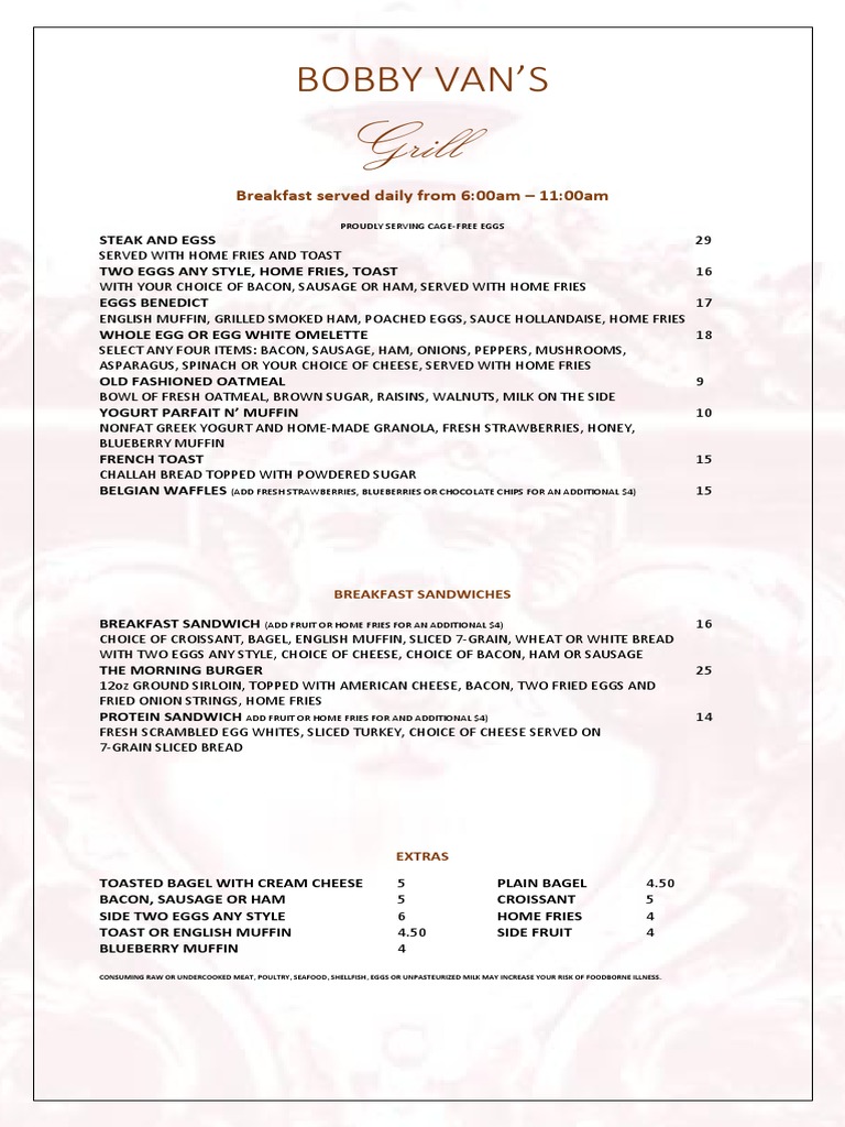 Bobby Vans Menu | Download Free PDF | Hamburgers | Salad