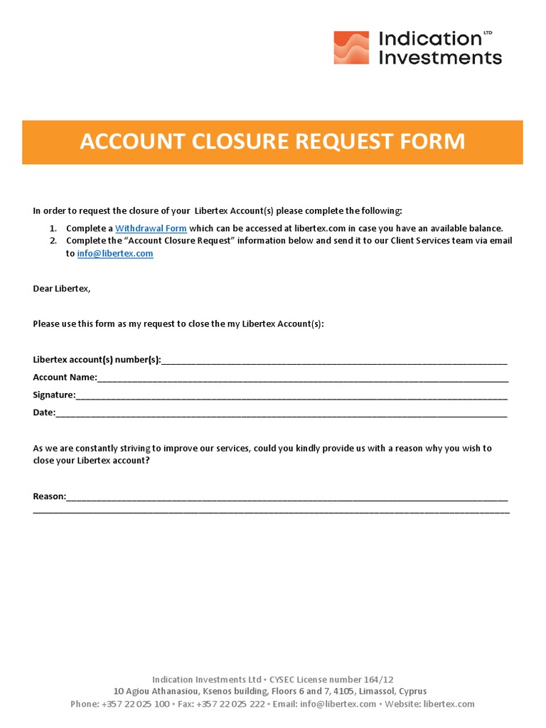 Account Closure Request Form | PDF
