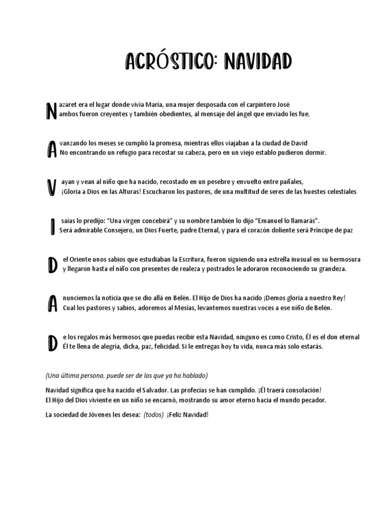 Acróstico Navideño: Jesús y Belén | PDF