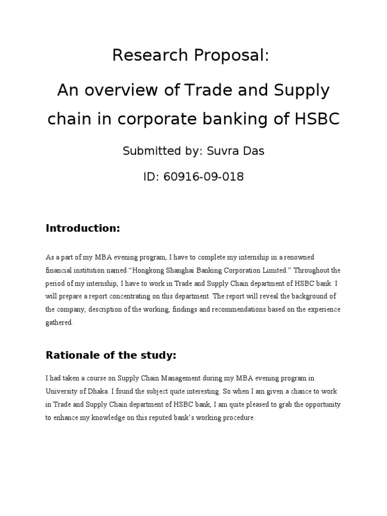 Research Proposal EMBA | Master Of Business Administration | Hsbc