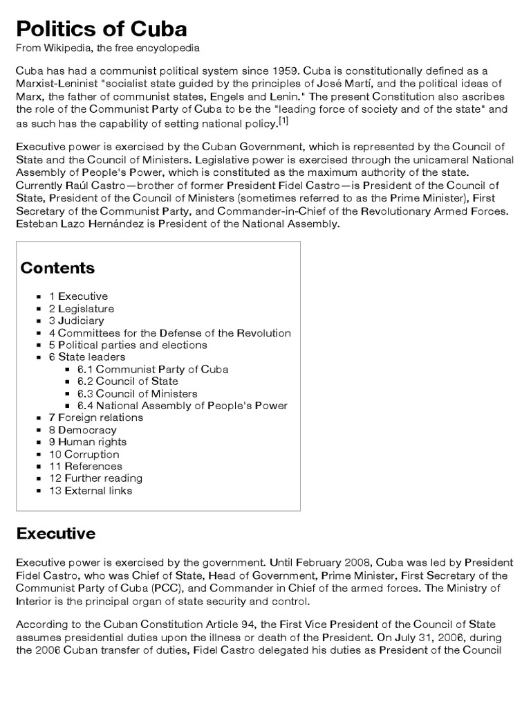 Politics of Cuba | PDF | Politics Of Cuba | Cuba