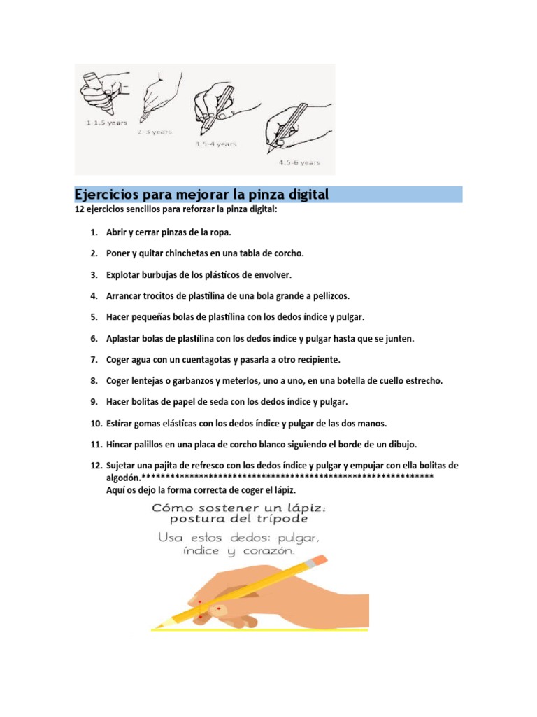 Ejercicios para Mejorar La Pinza Digital | PDF