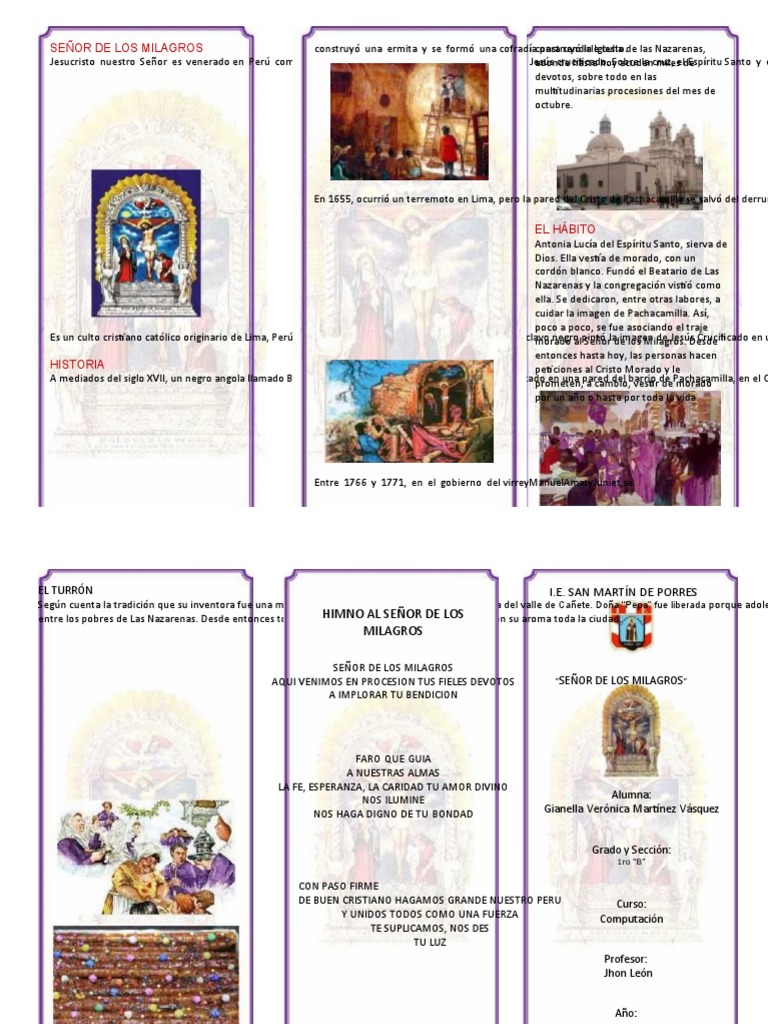 Triptico Seor de Los Milagros | PDF | Creencia religiosa y doctrina