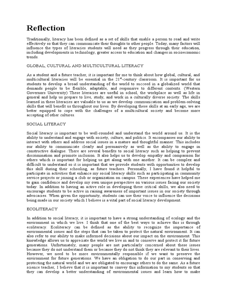 Ed 9 Reflection | Download Free PDF | Literacy | Financial Literacy