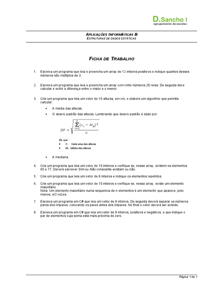 2-Exercícios Arrays | PDF