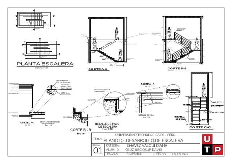 Plano de Escalera | PDF | Materiales | Rieles