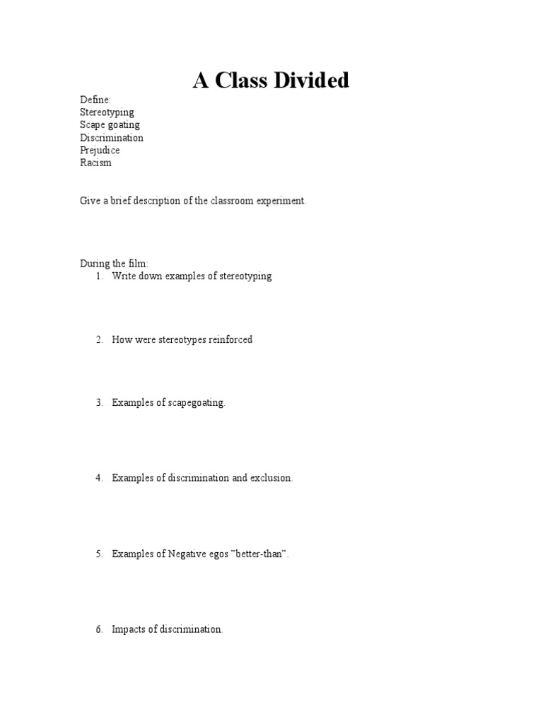 A Class Divided: Exploring Discrimination | PDF