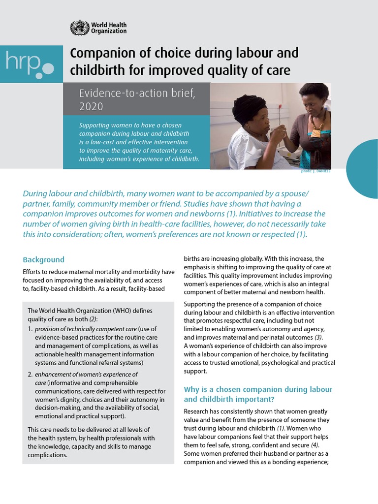 Companion of Choice During Labour and Childbirth For Improved Quality ...