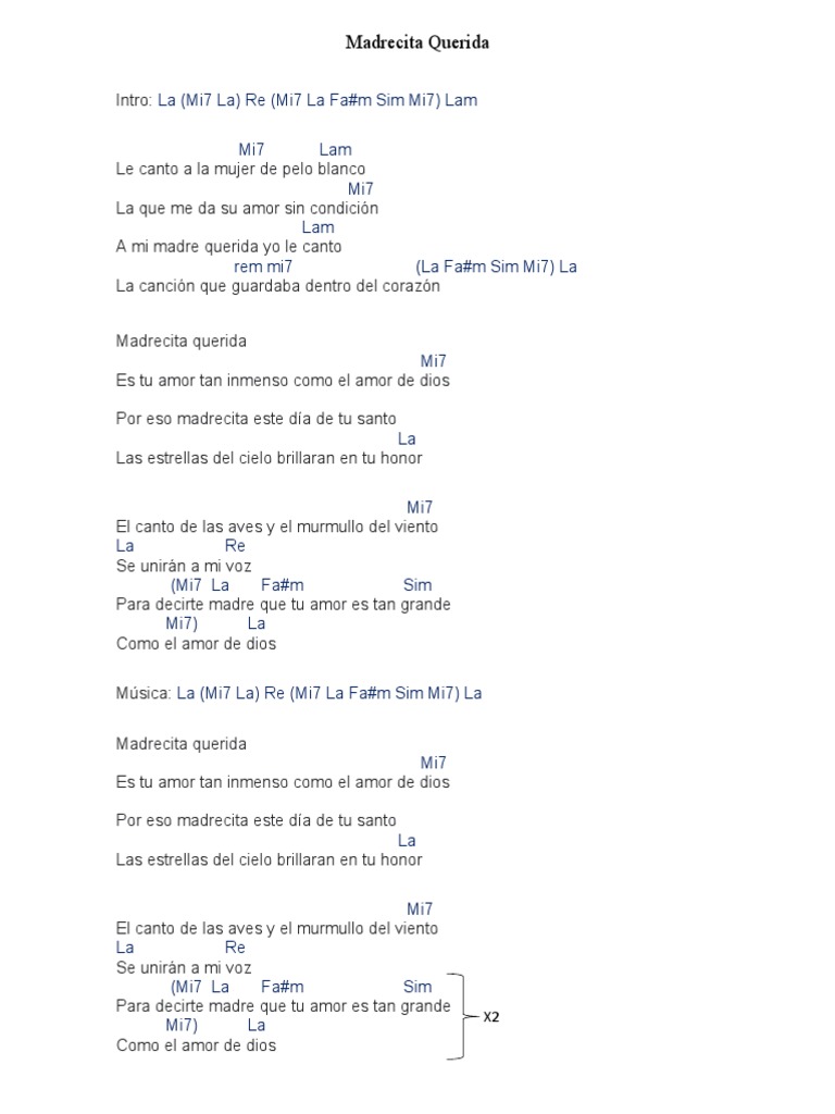 Madrecita Querida: Letra y Acordes | PDF | Artes del Lenguaje y ...