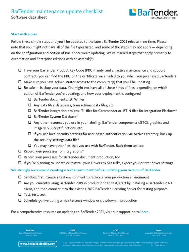 Bartender Maintenance Update Checklist | PDF | Computer File | Active Directory