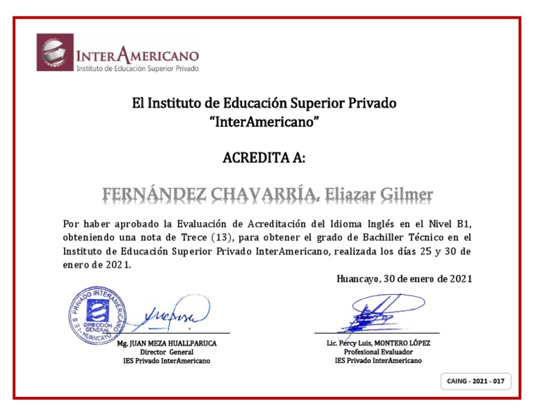 Certificado Curso de Inglés | PDF