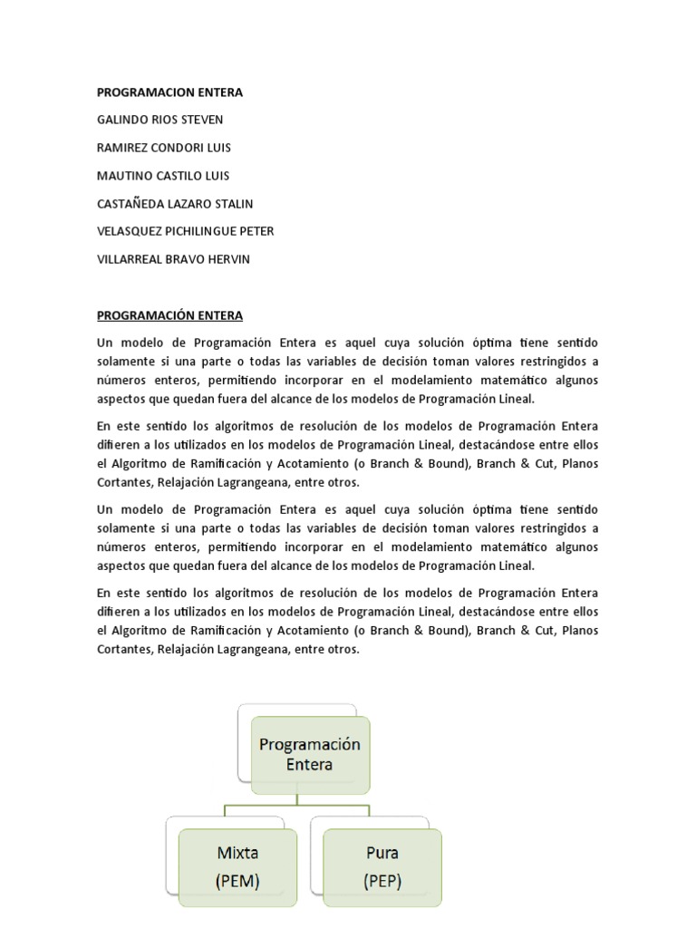 Programacion Entera | PDF | Programación lineal | Optimización Matemática
