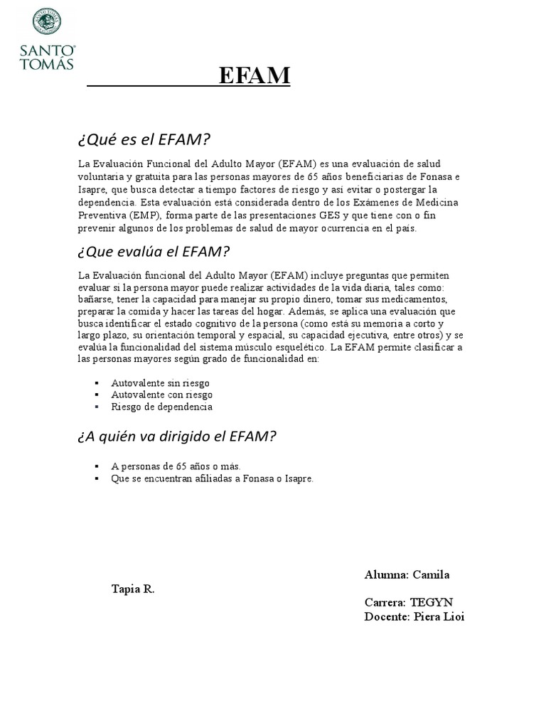 La Evaluación Funcional del Adulto Mayor (EFAM): detectando factores de ...
