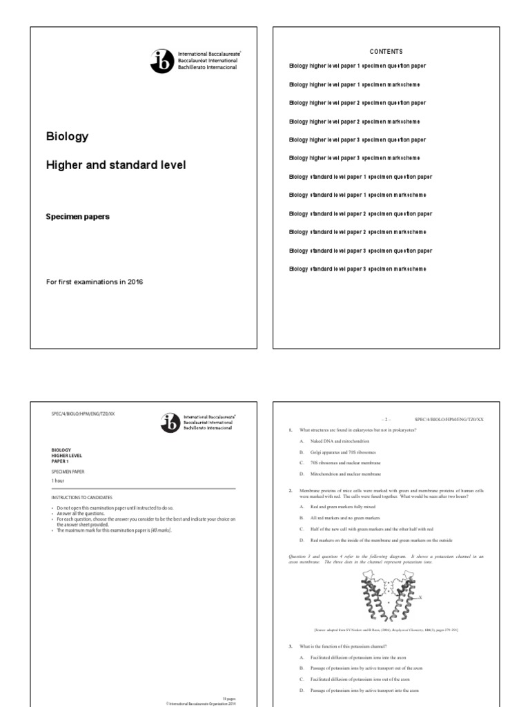 Biology Specimen Papers 2016 | PDF | Meiosis | Messenger Rna