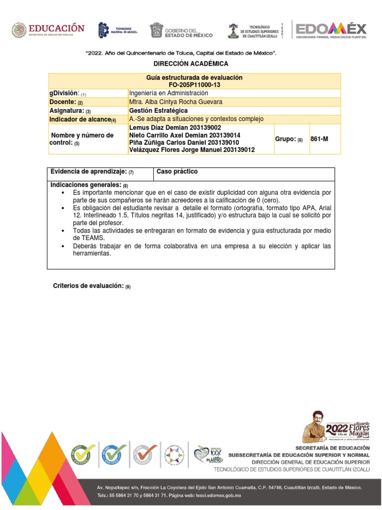 C6 E3 Caso Práctico | PDF | Evaluación | Gestión estratégica