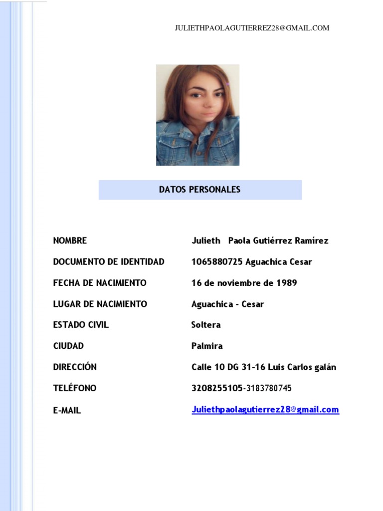 Hoja de Vida Julieth Paola Gutierrez | PDF