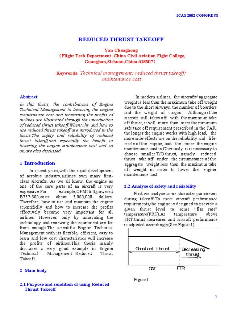 Paper 2002 Reduced Thrust Takeoff | Download Free PDF | Takeoff | Aviation