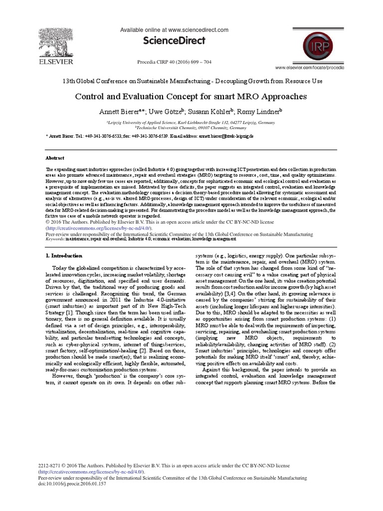 Control and Evaluation Concept For Smart MRO Approaches | PDF ...