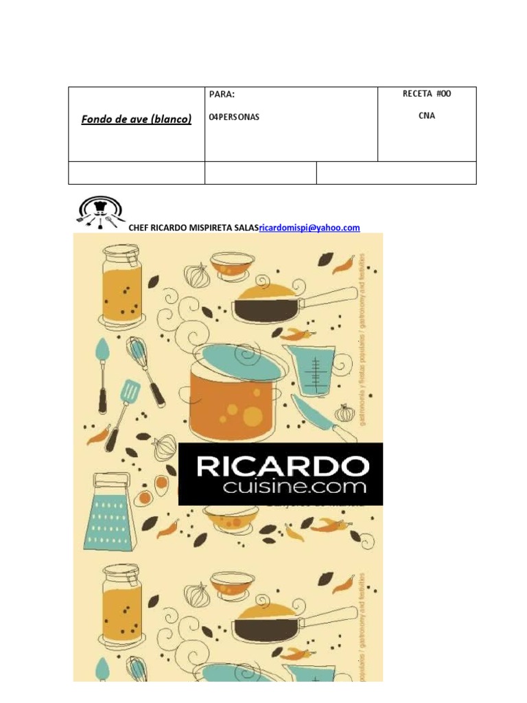 Ficha Tecnica de Receta | PDF