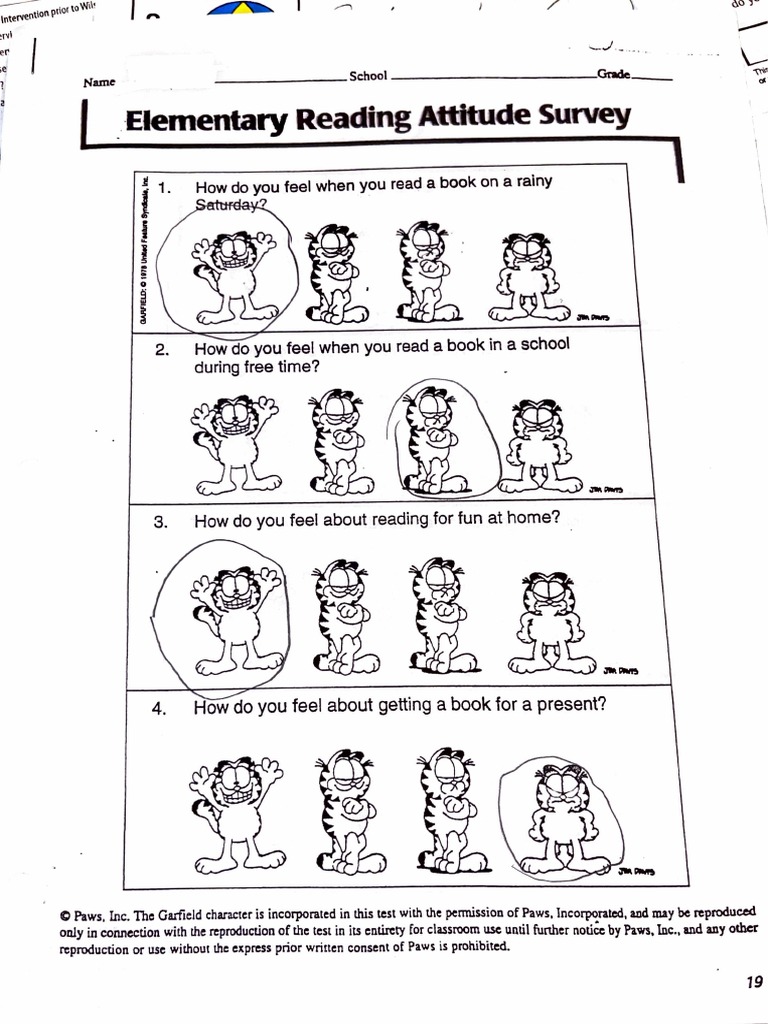 Garfield Elementary Reading Survey | PDF