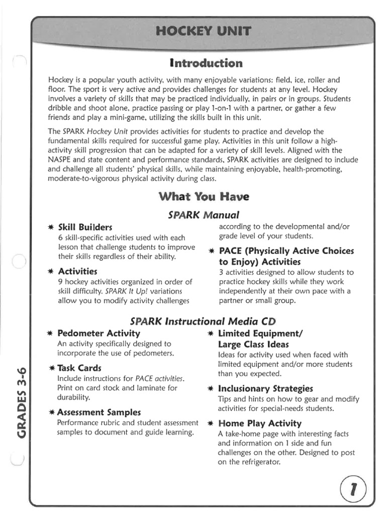 Floor Hockey Curriculum From SPARK | PDF