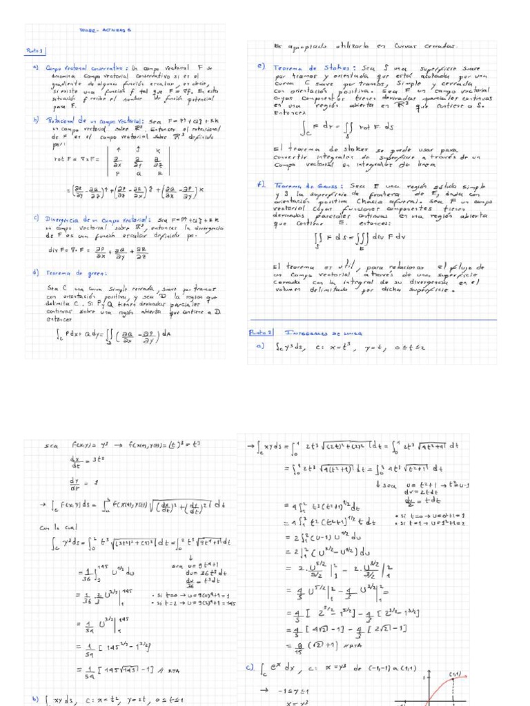 Actividad 6 - Integrales de Línea, Teoremas de Green, Stokes y Gauss | PDF Actividad 6 - Integrales de Línea, Teoremas de Green, Stokes y Gauss | PDF