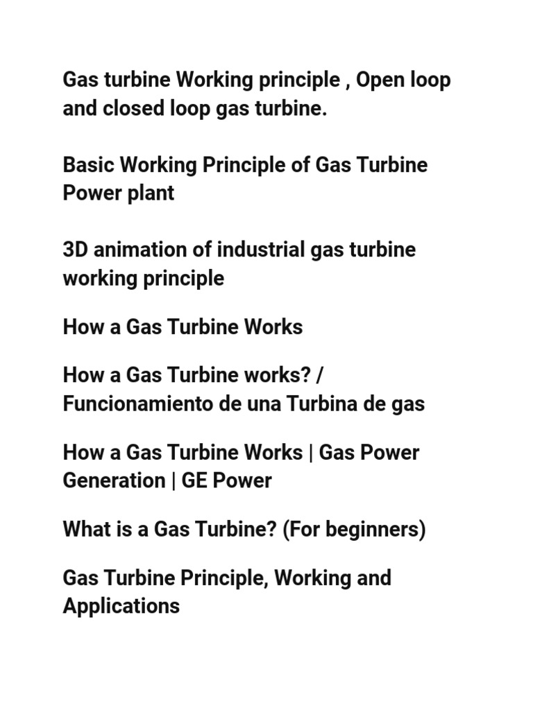 Gas Turbine Working Principle | PDF