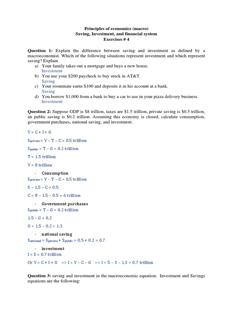 Principles of Economics - EX 5 - Solution | PDF | Saving | Macroeconomics