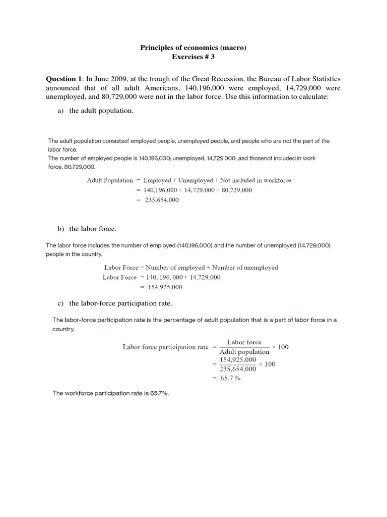 Principles Of Economics Ex 4 Solution Pdf Unemployment Labour