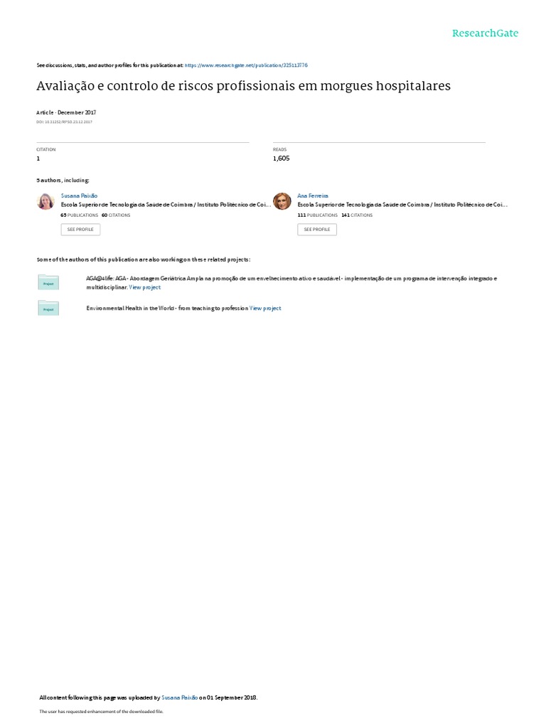 Avaliacao e Controlo de Riscos em Morgues | PDF | Amostragem (Estatística) | Ambiente natural